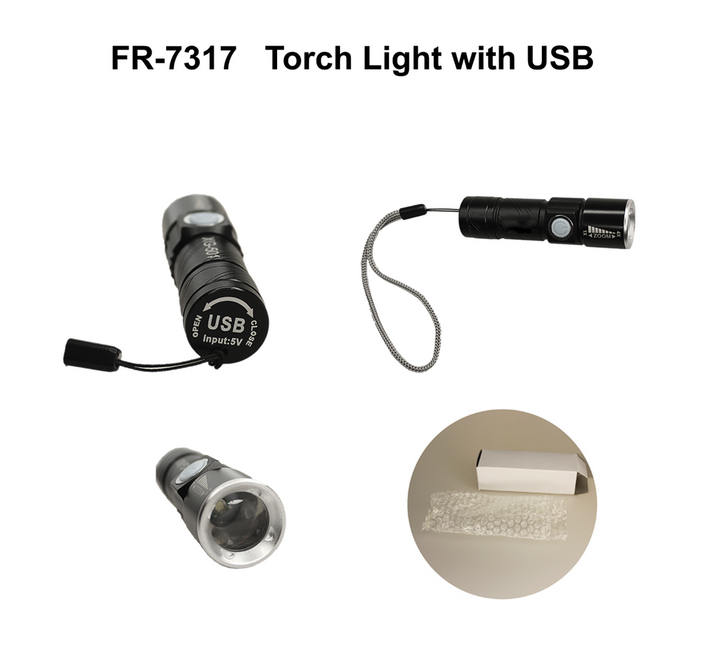 Torch light with USB rechargeable battery and strap — AXTRO Gifts